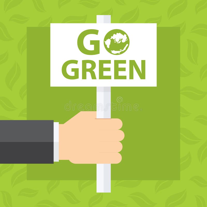 Go green sign board stock vector. Illustration of hand - 92000792