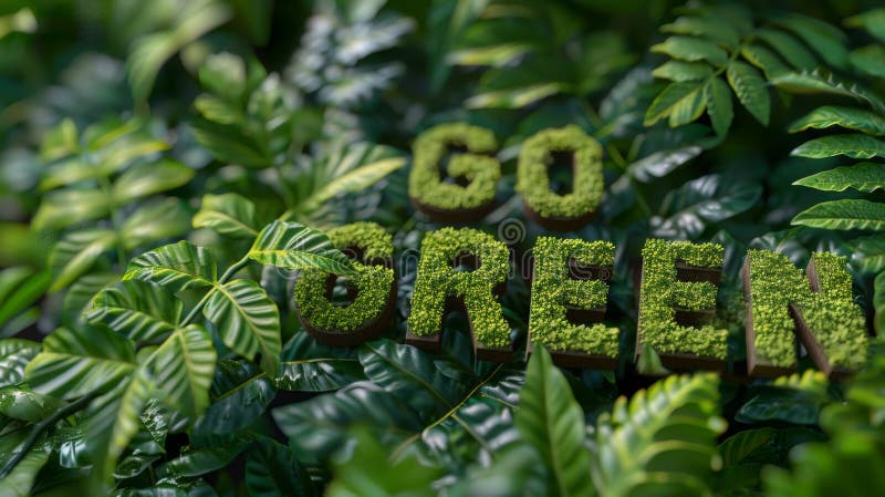 Go Green Sign on Green Leaves Background. Save the Earth Concept Stock ...
