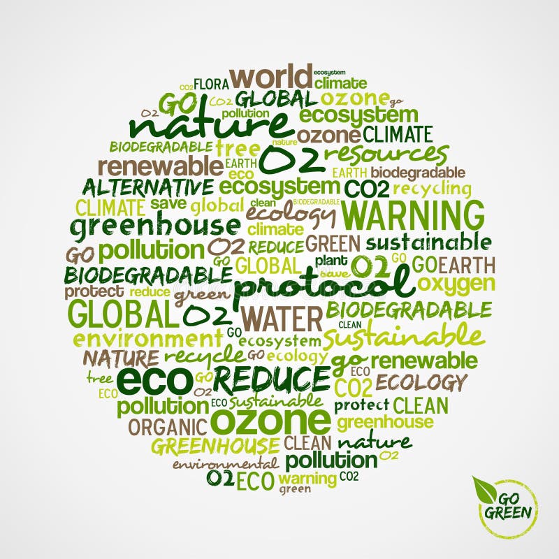 Go Green. Words about Environmental Conservation Stock Vector ...