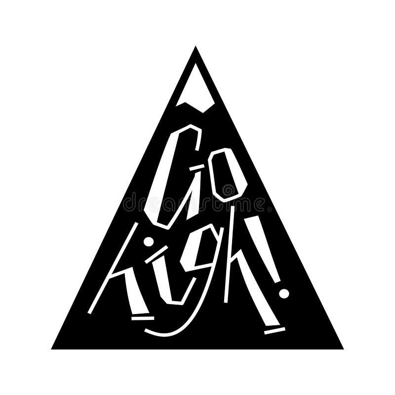 Go High Lettering on Mountains Icon on White Stock Illustration ...
