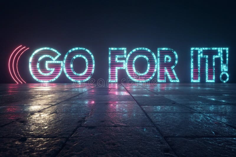 Go for it! in High-tech Glitch Text Effect - Generated by Ai Stock ...
