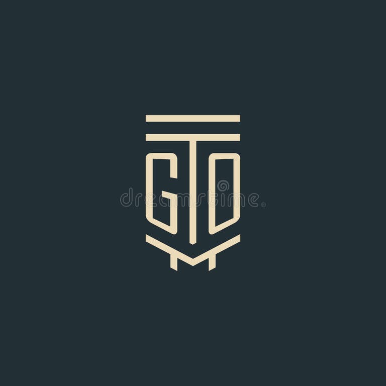 GO Initial Monogram with Simple Line Art Pillar Logo Designs Stock ...