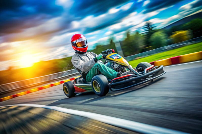 Go-Kart Motion Drive in Track Stock Illustration - Illustration of ...