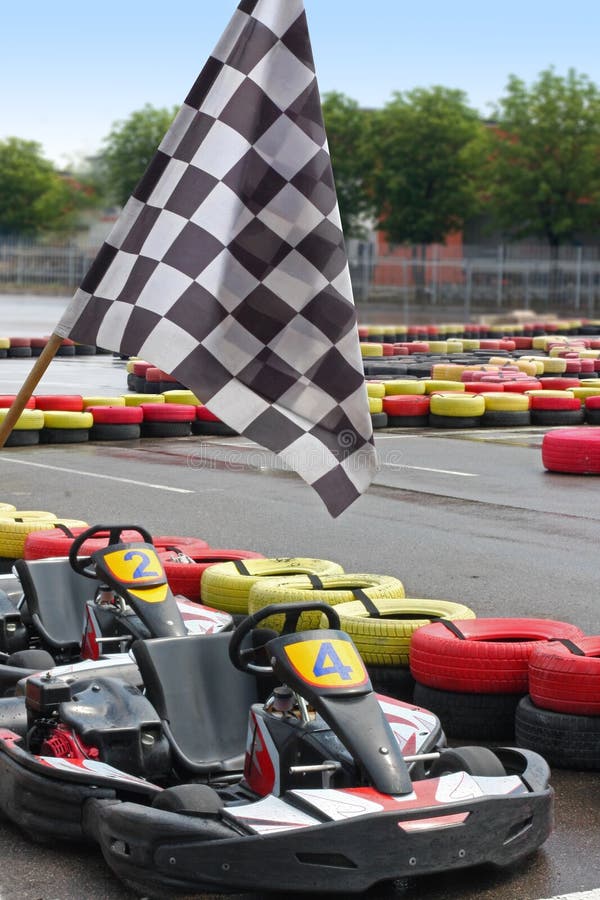 Go karts and race flag stock photo. Image of checked - 10282046