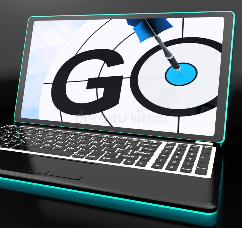 Go on Laptop Shows Starting Stock Illustration - Illustration of ...