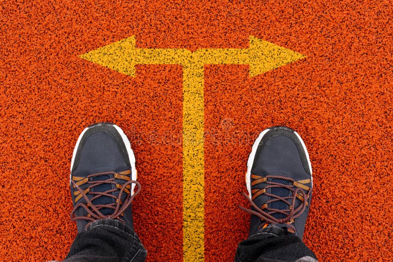 Go left or right stock image. Image of joggingtrack - 246143367