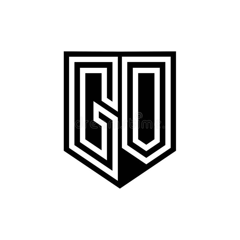 GO Logo Monogram Shield Geometric White Line Inside Black Shield Color ...