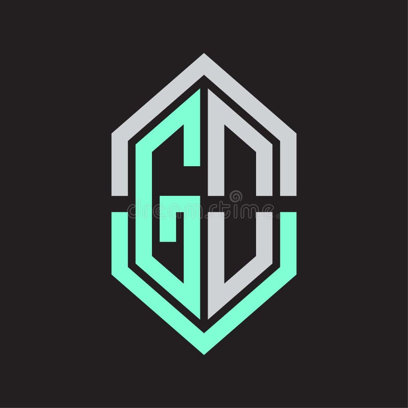 GO Logo Monogram with Hexagon Shape and Outline Slice Style Stock ...