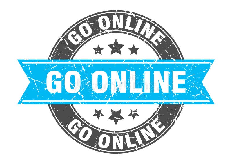 Go Online Round Stamp with Ribbon. Label Sign Stock Vector ...