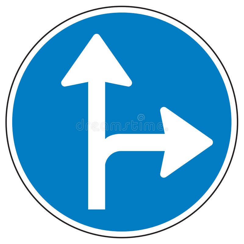 Go right or straight. stock photo. Image of circle, reflection - 252315080