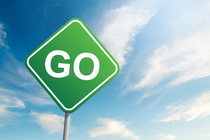 Go Road Sign with Blue Sky and Cloud Backgound Stock Image - Image of ...