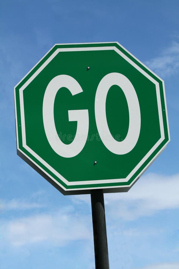 Green GO Sign stock photo. Image of drive, amusing, entry - 3419336