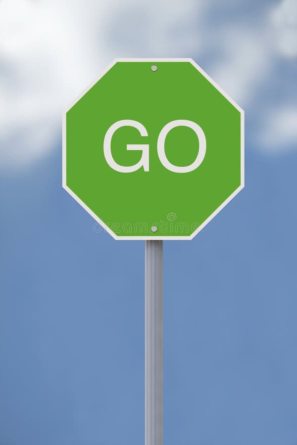 Green GO Sign stock photo. Image of drive, amusing, entry - 3419336