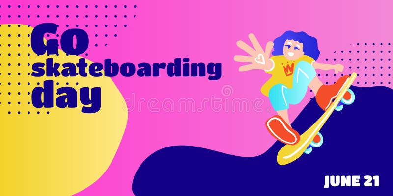 Go Skateboarding Day. Poster Design Illustration. Vector Illustration ...