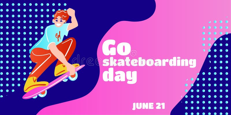 Go Skateboarding Day. Poster Design Illustration. Vector Illustration ...