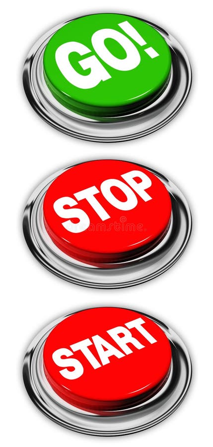 Go, stop and start buttons stock illustration. Illustration of metal ...