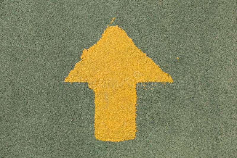 Go Straight Yellow Arrow on Asphalt Street Stock Photo - Image of idea ...