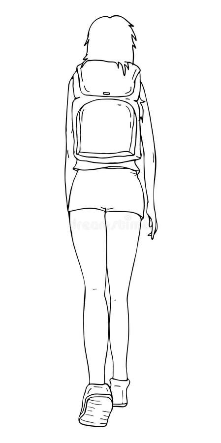 Girl Walking Away Drawing