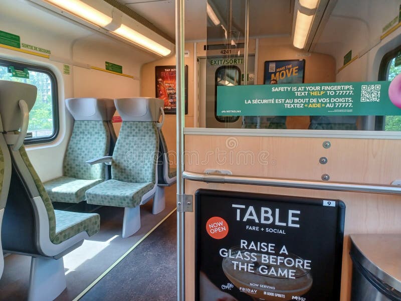 Go train inside view editorial stock image. Image of passenger - 323832034