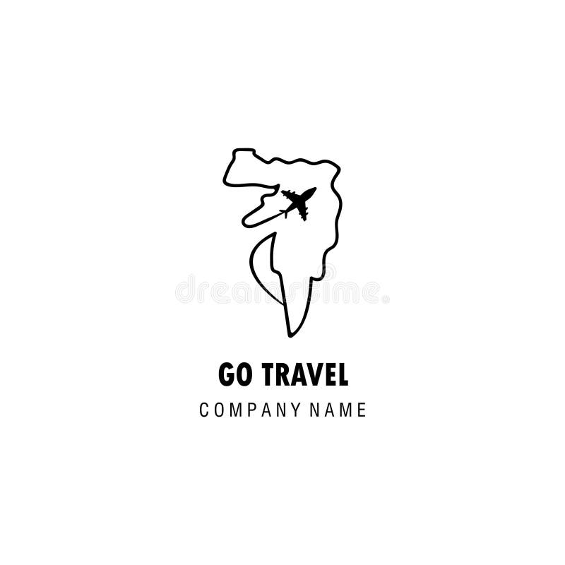 Go Travel Logo Illustration Plane and Map Vector Design Stock Vector ...