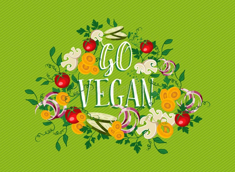 Go Vegan text stock illustration. Illustration of cooking - 27348914