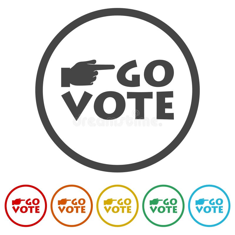 Go Vote Icon. Set Icons in Color Circle Buttons Stock Illustration ...