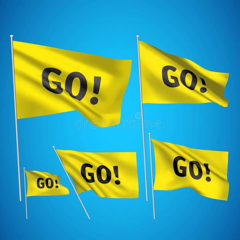 Go! - yellow vector flags stock vector. Illustration of label - 81524502