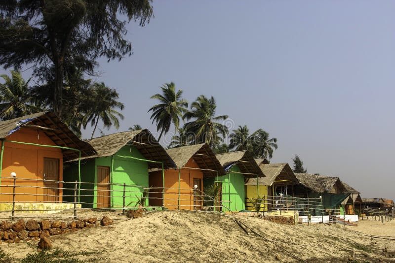 Goa Beach Huts stock photo. Image of coloured, tourism - 37869018