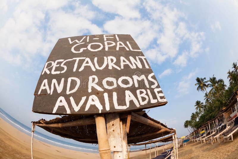 Goa beach sign stock photo. Image of blue, coast, exotic - 74138352