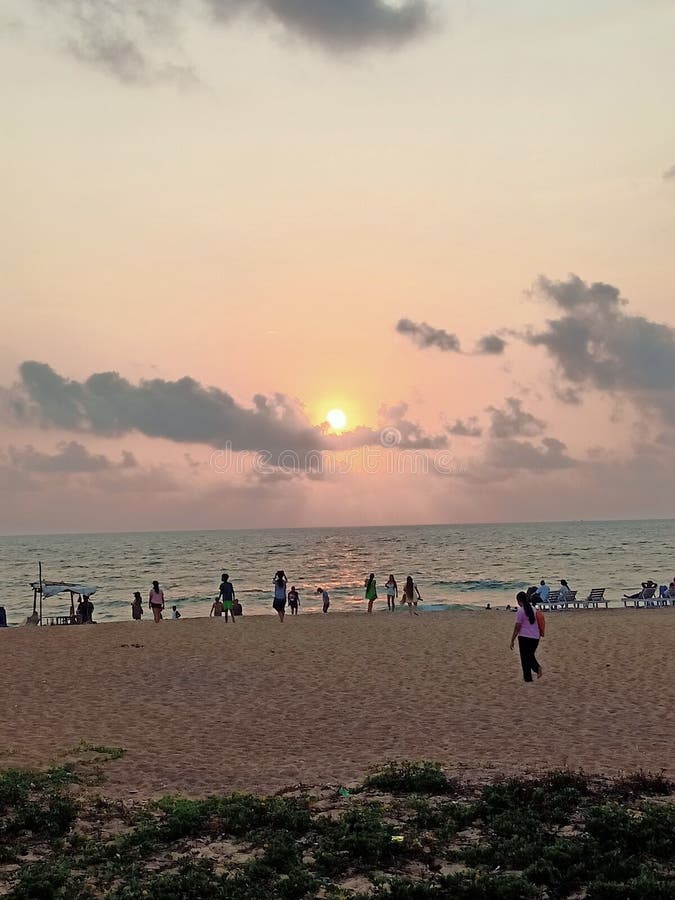 Goa beach sunset times editorial photography. Image of time - 281686232
