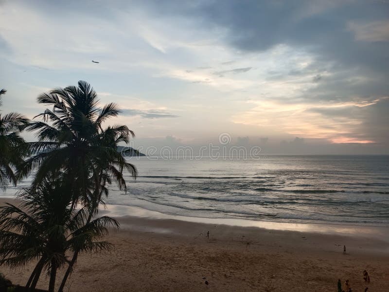 Goa beach sunset view stock image. Image of coast, evening - 255205437