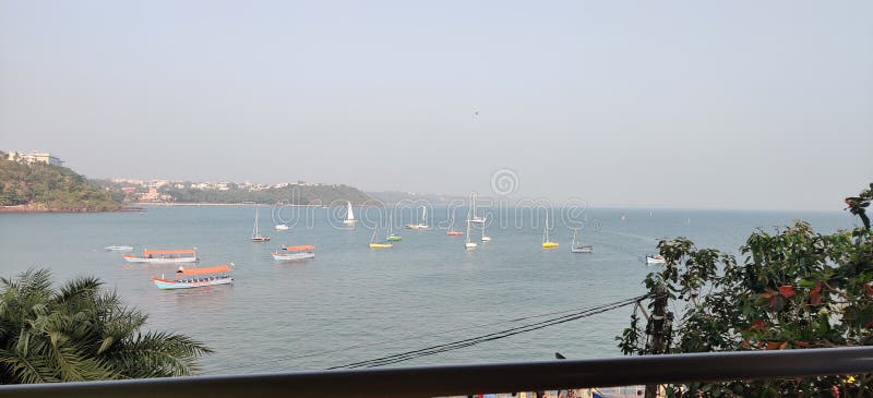 Goa boat life stock image. Image of beach, water, skyline - 255027719