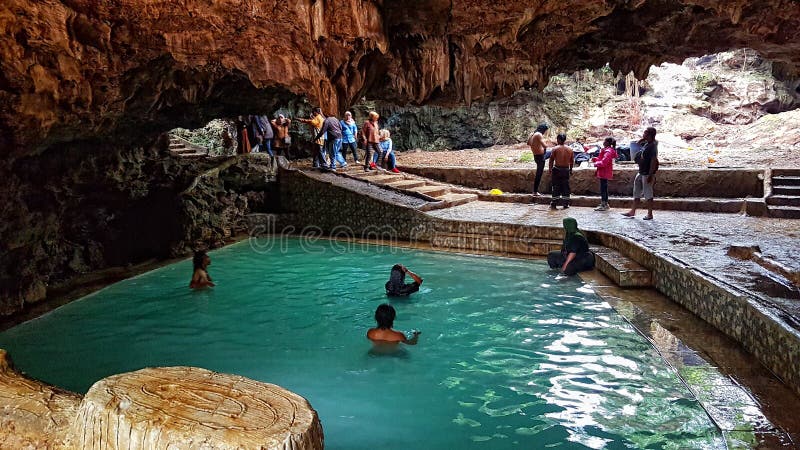Hotspring in the cave editorial stock image. Image of indonesia - 209607069