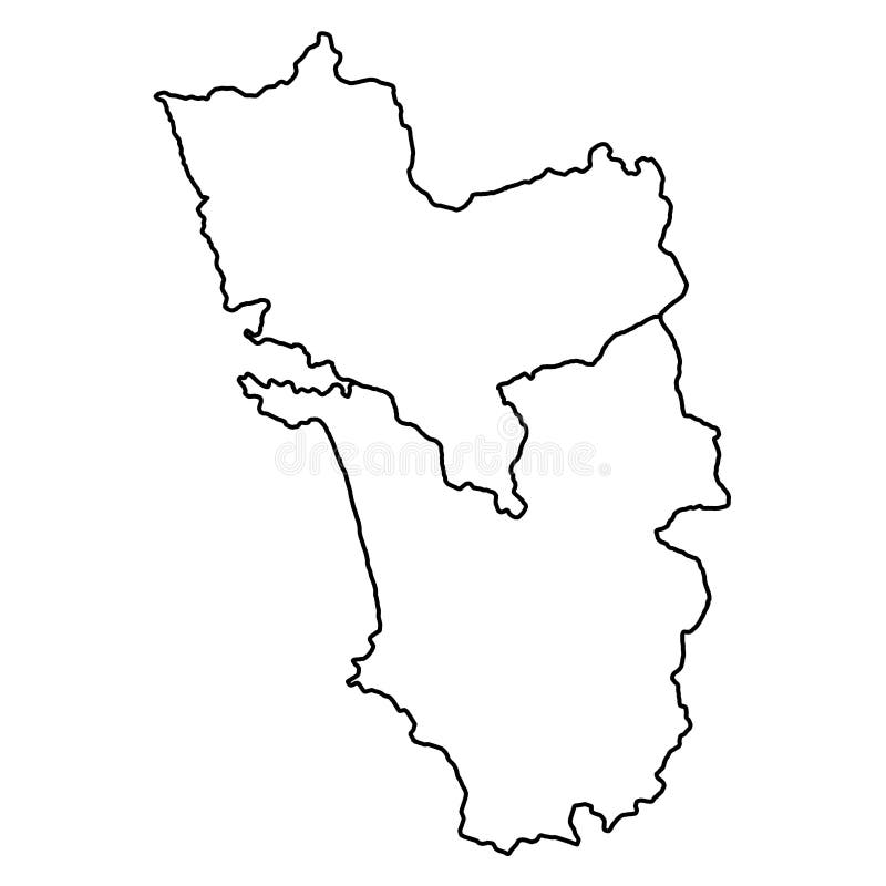 Goa, India Map Black Silhouette and Outline Isolated on White ...