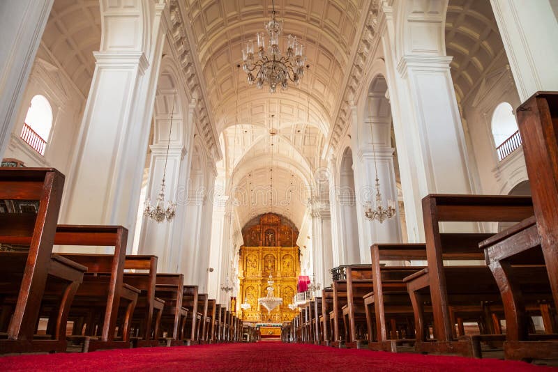 Catholic church in Old Goa stock photo. Image of interior - 145944208