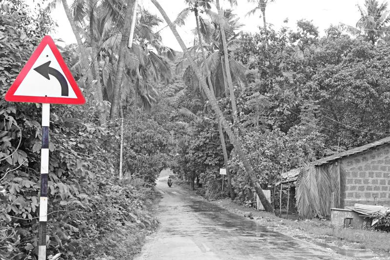 Goa Monsoon Roads and Red Traffic Sign Stock Image - Image of ...