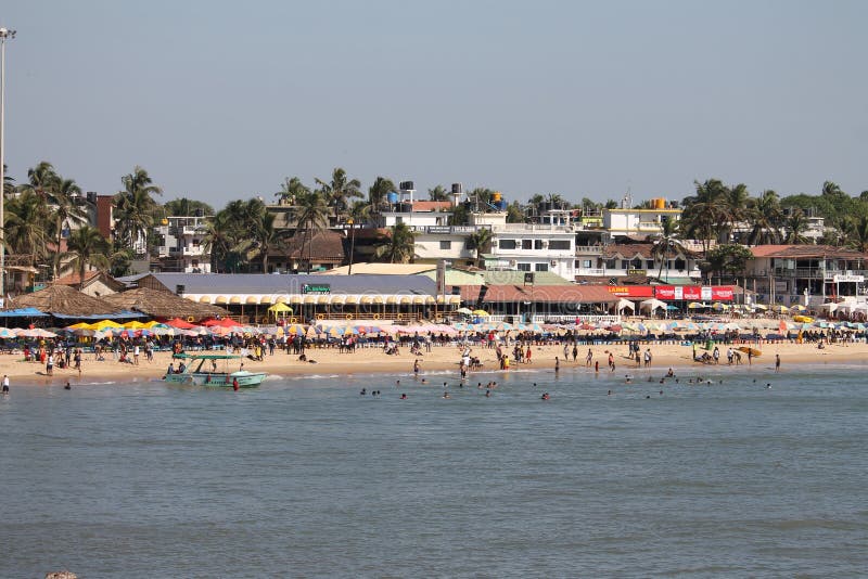 Goa Ocean with People and Buildings Editorial Photo - Image of india ...