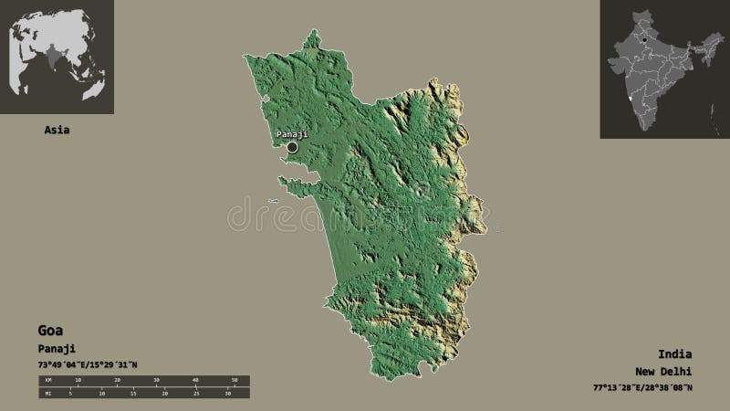 Goa, State of India,. Previews. Relief Stock Illustration ...