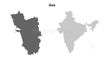 Goa outline map stock vector. Illustration of empty - 378868102