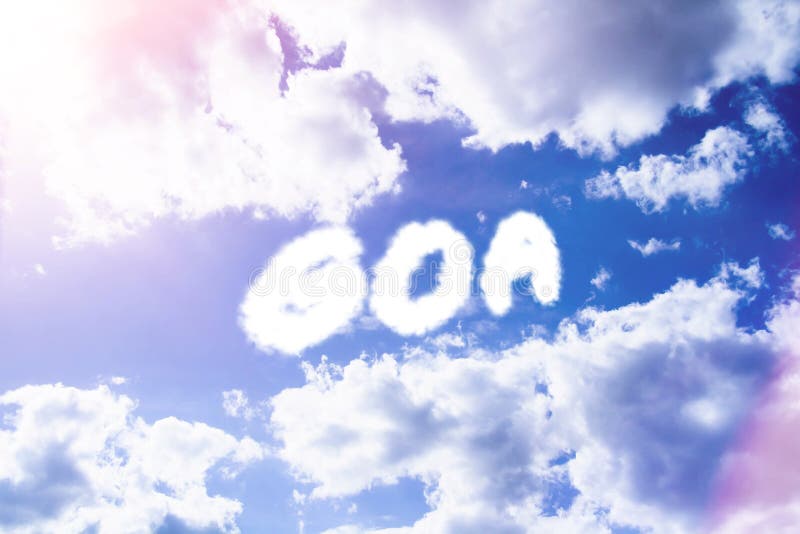 Goa. Text from Clouds in Sky in Bright Sunlight Stock Photo - Image of ...