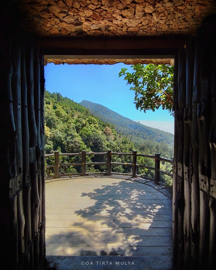 Goa Tirta Mulya and Ungaran Mountain Stock Image - Image of tree, home ...