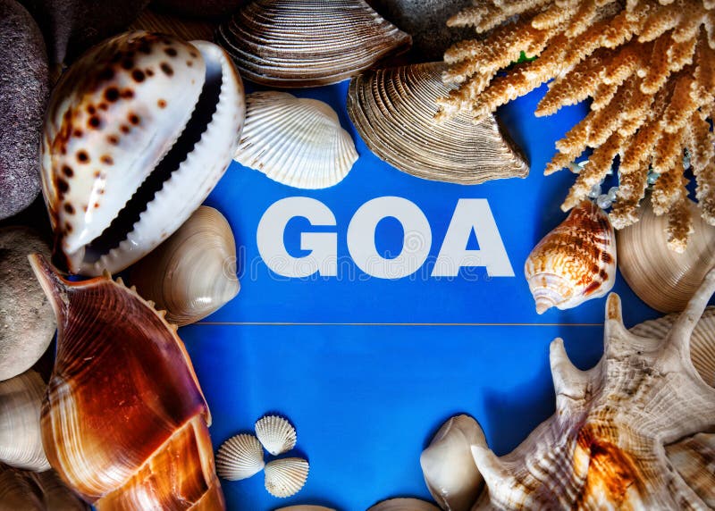 Goa Title in Seashells Frame Stock Image - Image of honeymoon ...