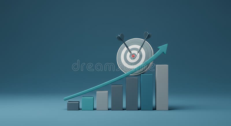 Goal Achieved: Business Growth Chart with Bullseye, Success ...