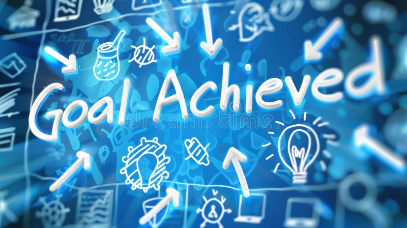 Goal Achieved Written in Bold, Surrounded by Doodle-style Illustrations ...