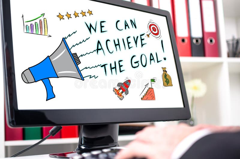 Goal Achievement Concept on a Computer Screen Stock Photo - Image of ...