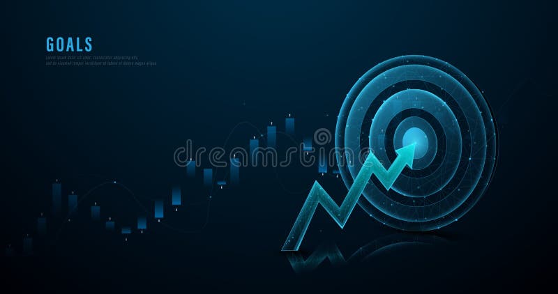 Goal Achievement. Path Chart To Target. Line, Dot and Low Polygon ...