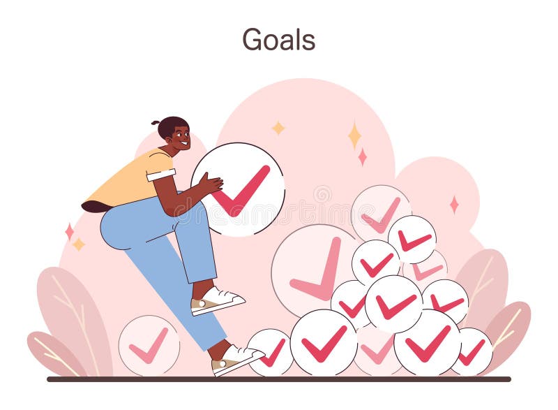 Goal Achievement Visualization. Flat Vector Illustration Stock Vector ...