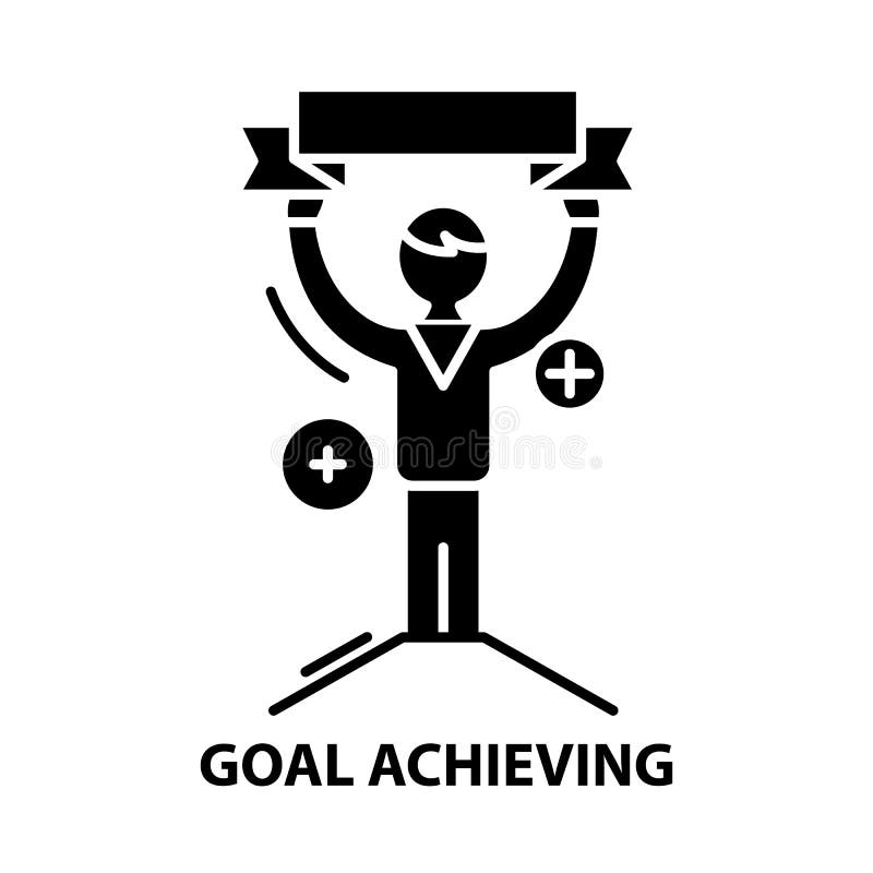 Goal Achieving Icon, Black Vector Sign with Editable Strokes, Concept ...