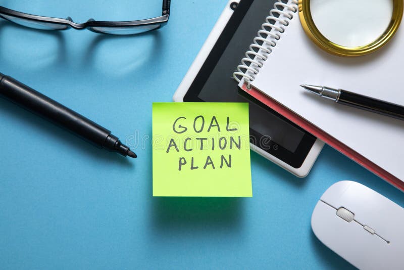 Goal. Action. Plan on Sticky Note Stock Image - Image of aspiration ...