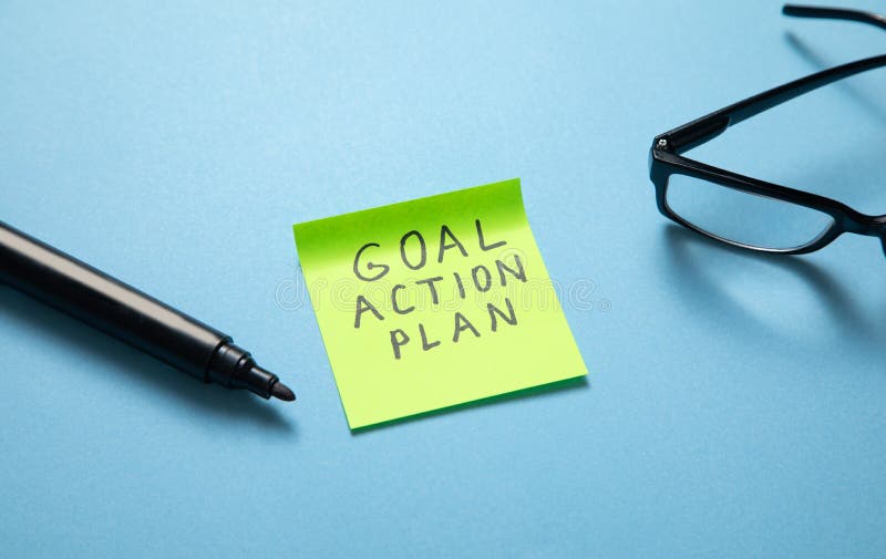 Goal. Action. Plan on Sticky Note Stock Image - Image of performance ...